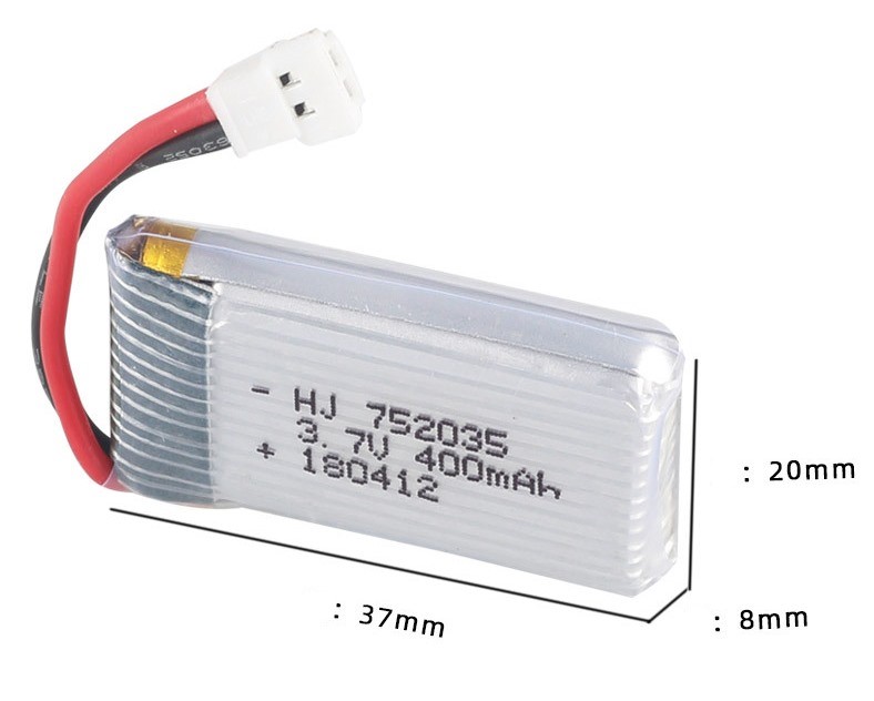 LiPo Battery 752035 (3.7V 400mAh) High Discharge Polymer Lithium Ion
